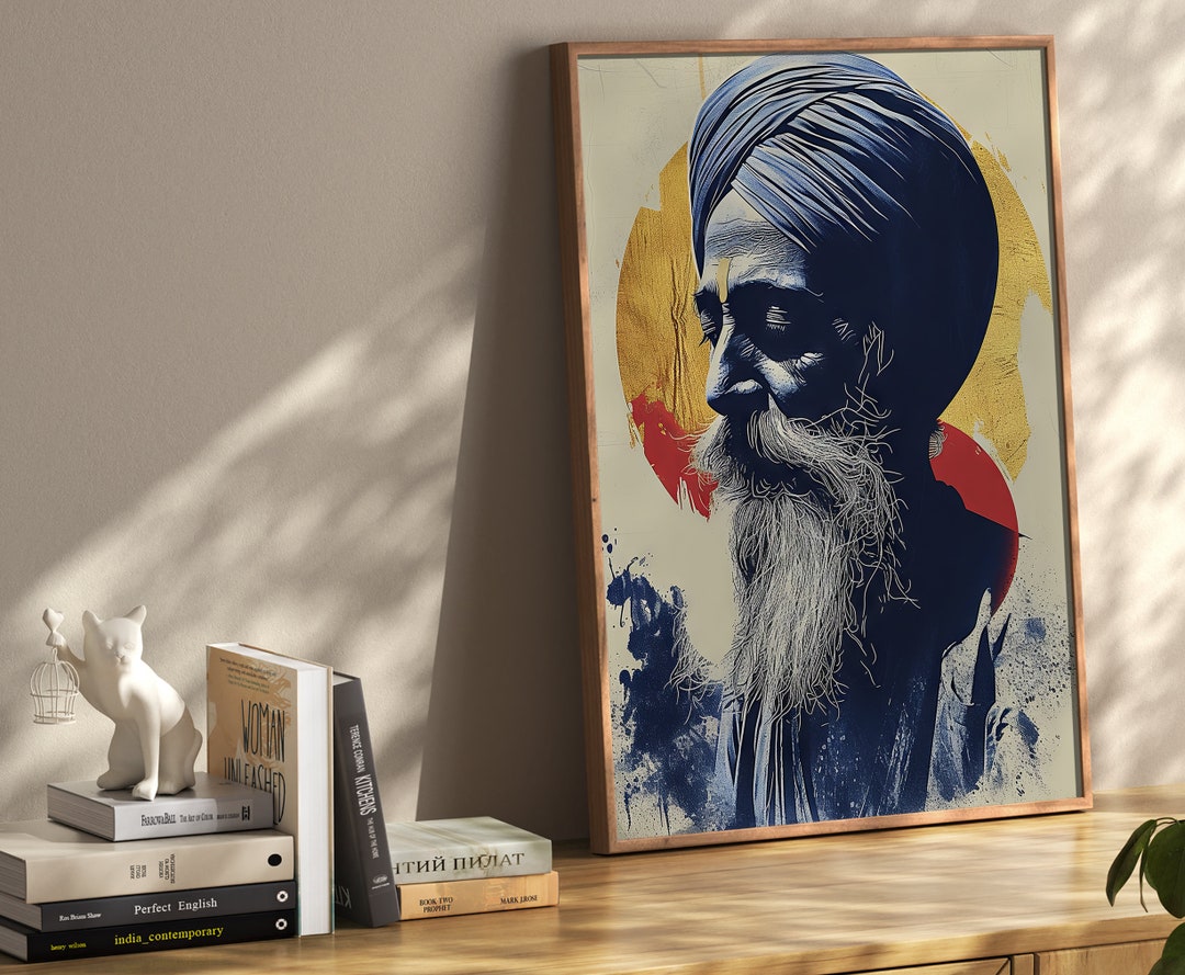 Sikh Guru Print Poster Sikh Wallpaper Oil Painting Sikh Wall Art Sikh ...