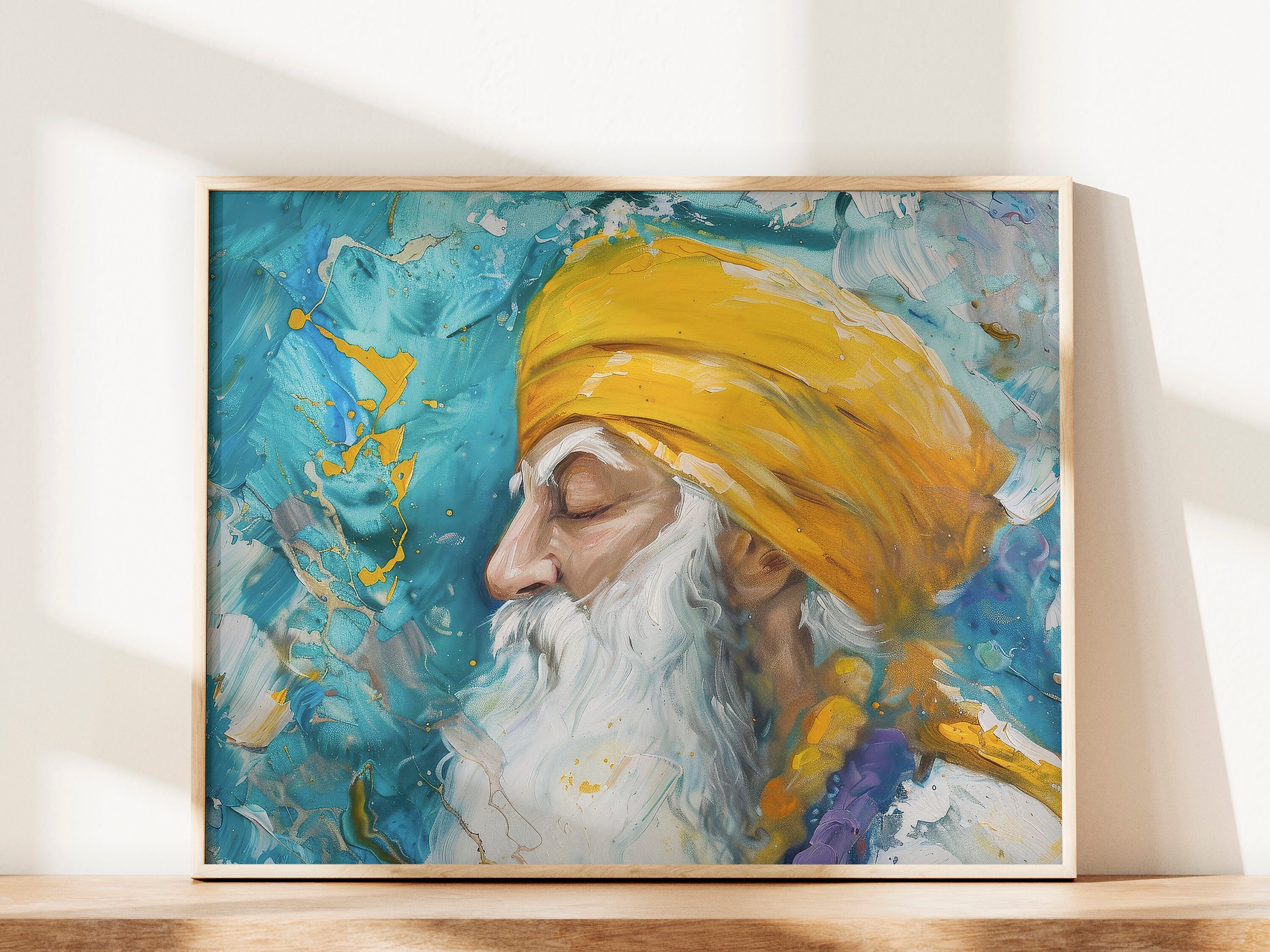 Abstract Guru Nanak Digital Download Sikh Wallpaper Oil Painting Sikh ...