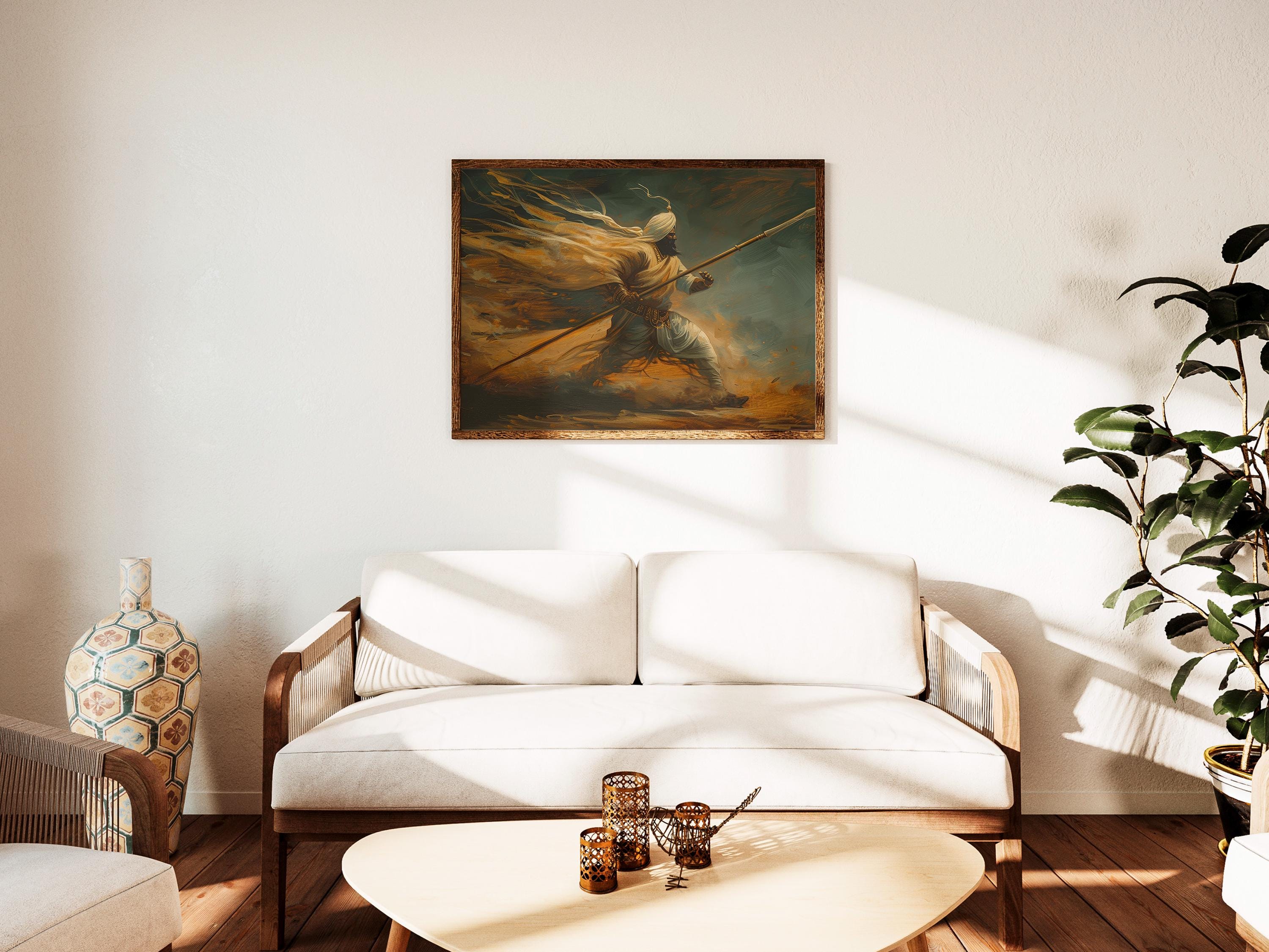 Sikh Warrior | Pre-framed Matte Poster | Sikh Oil Painting Sikh Wall ...