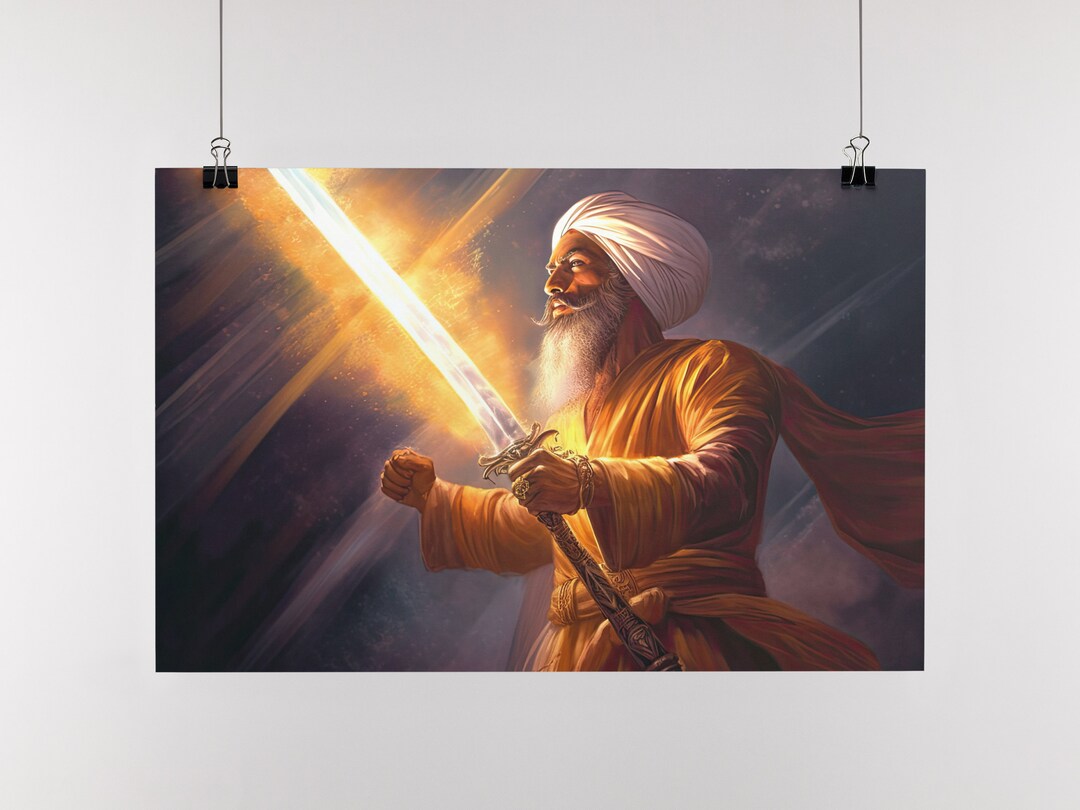 Sword of Light: A Sikh Warrior's Majestic Triumph Religious Art | Sikh ...