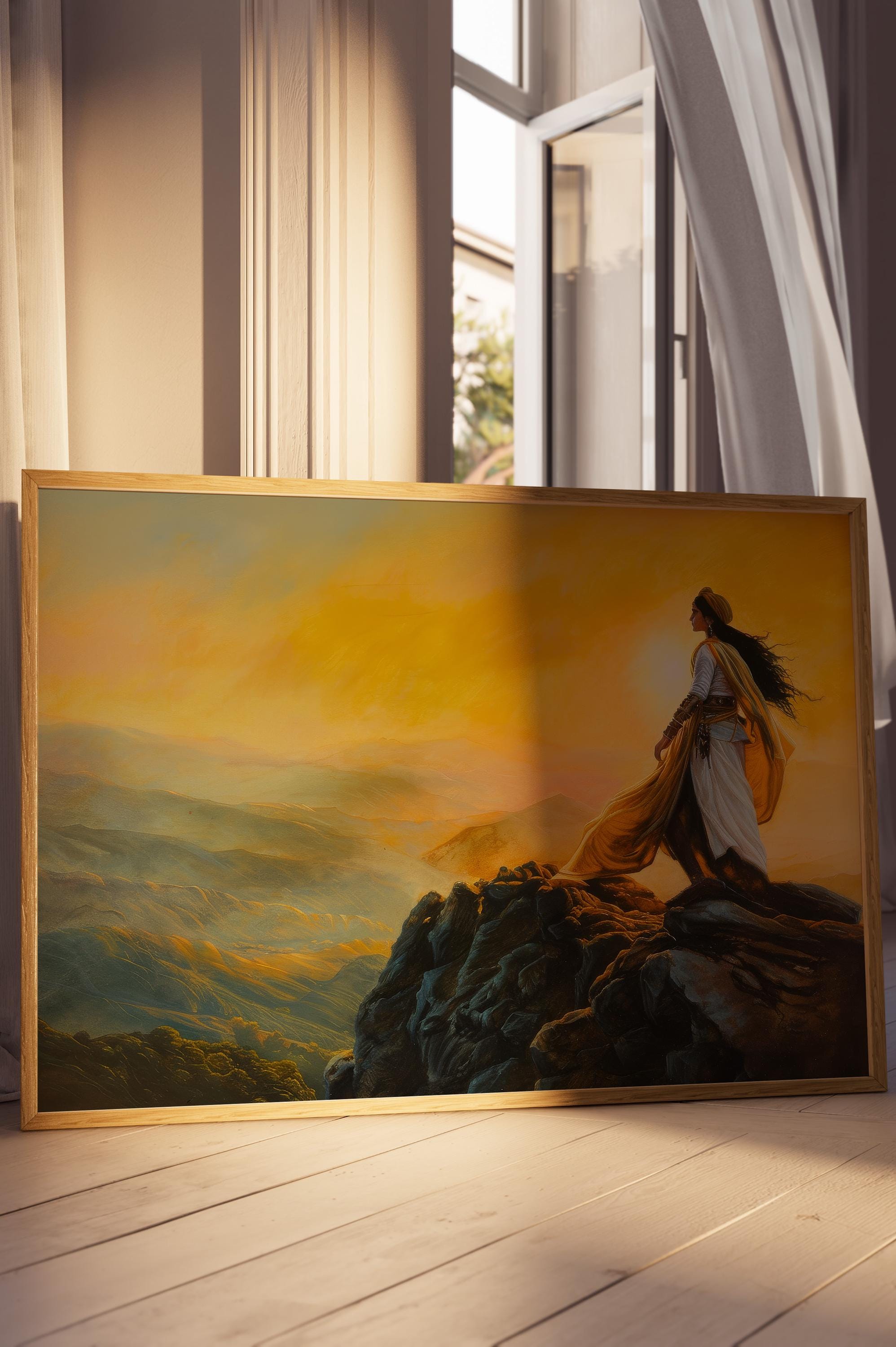 Sikh Woman | Pre-framed Matte Poster | Sikh Oil Painting Sikh Wall Art ...
