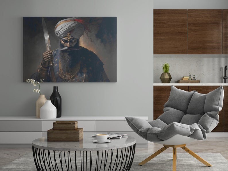 Sikh Poster - Resolute Sikh Warrior - Poster Print Wall Decor | Oil ...