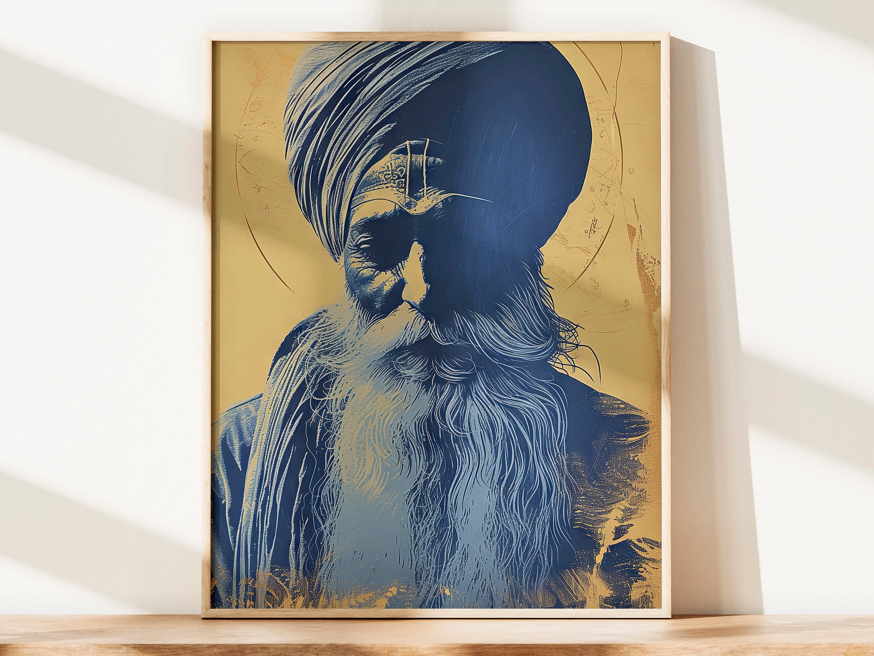 Sikh Guru Print Poster Sikh Wallpaper Oil Painting Sikh Wall Art Sikh ...
