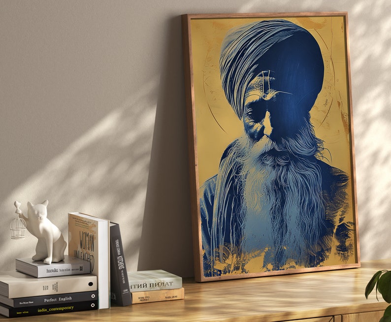 Sikh Guru Print Poster Sikh Wallpaper Oil Painting Sikh Wall Art Sikh ...