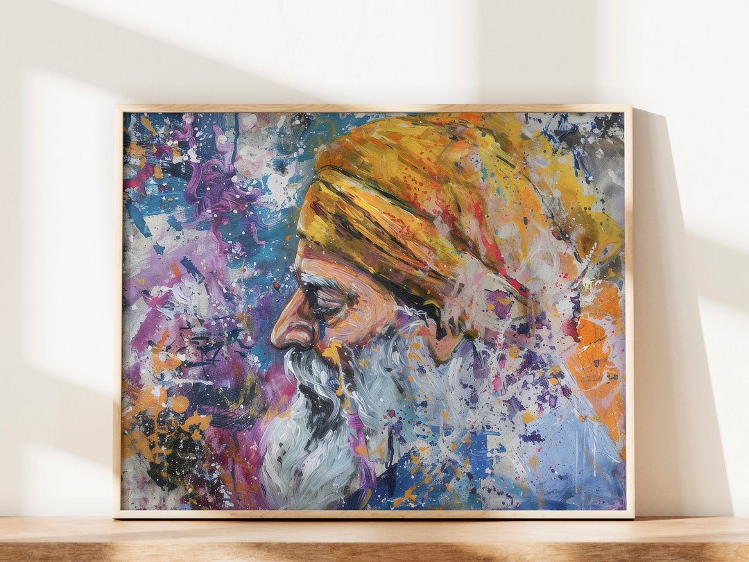 Abstract Sikh Guru Print Poster Sikh Wallpaper Oil Painting Sikh Wall ...