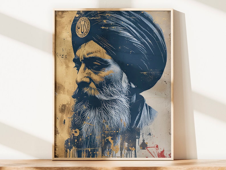 Sikh Guru Print Poster Sikh Wallpaper Oil Painting Sikh Wall Art Sikh ...