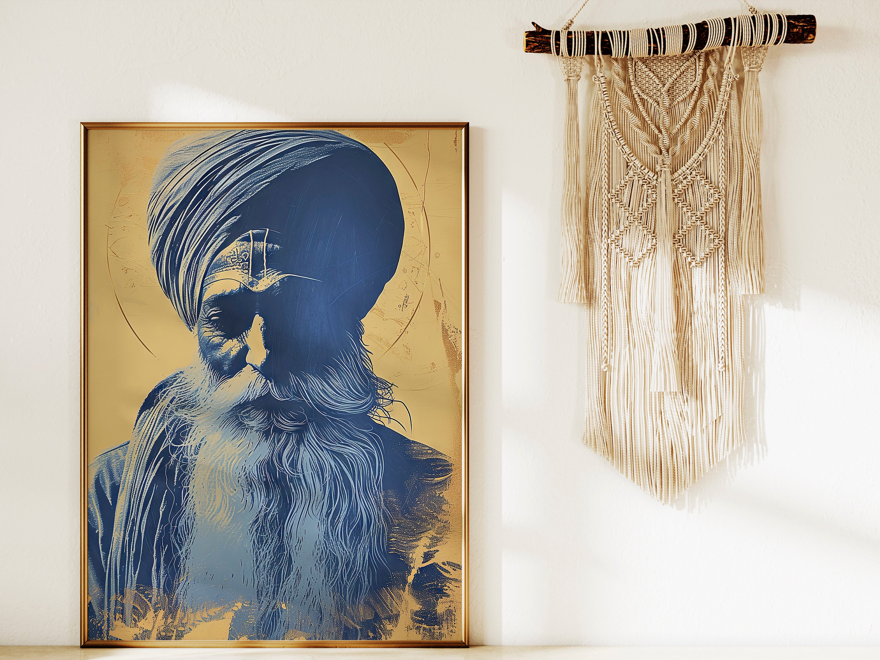 Sikh Guru Print Poster Sikh Wallpaper Oil Painting Sikh Wall Art Sikh ...
