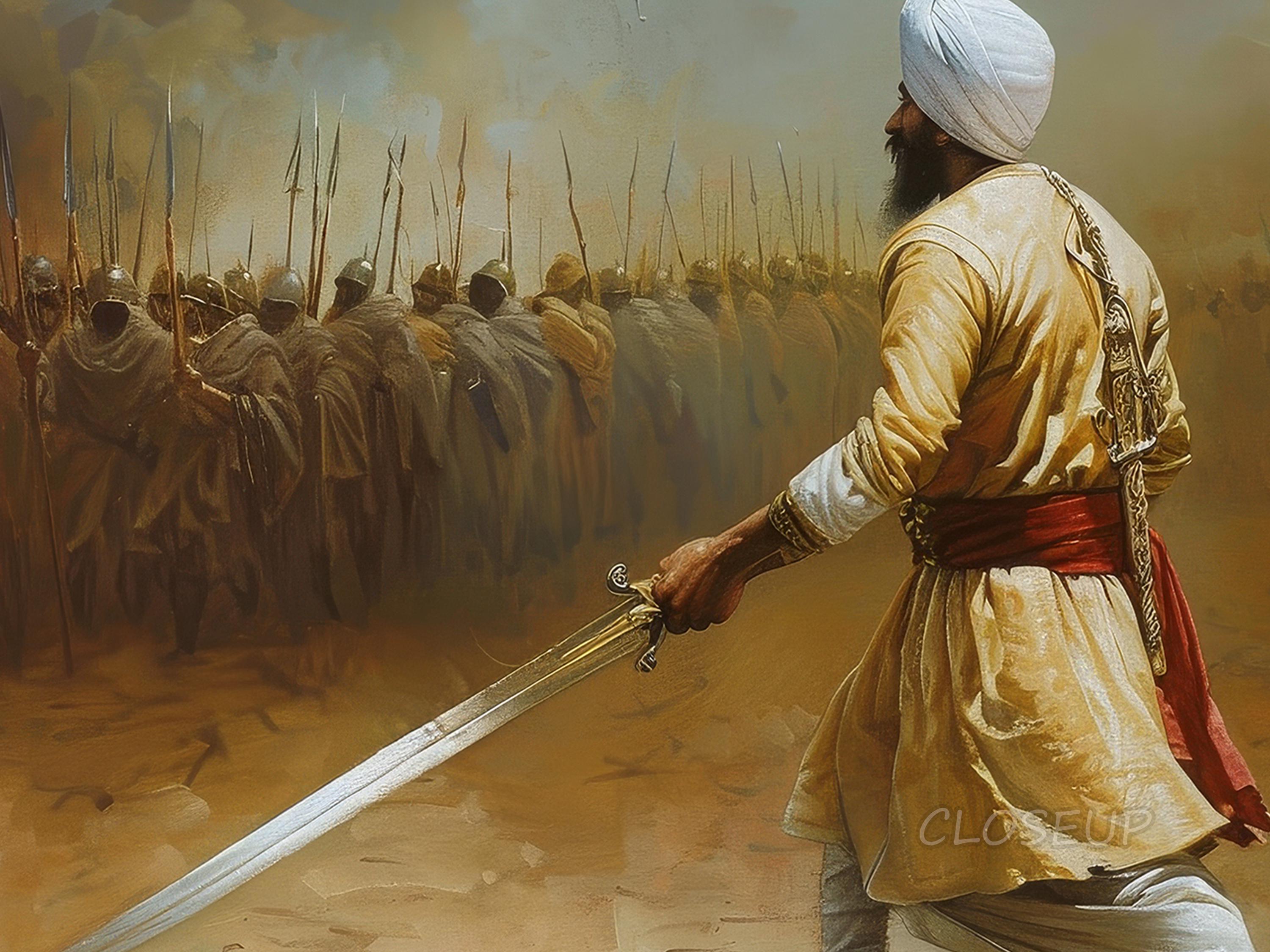 Sikh Warrior | Pre-framed Matte Poster | Sikh Oil Painting Sikh Wall ...