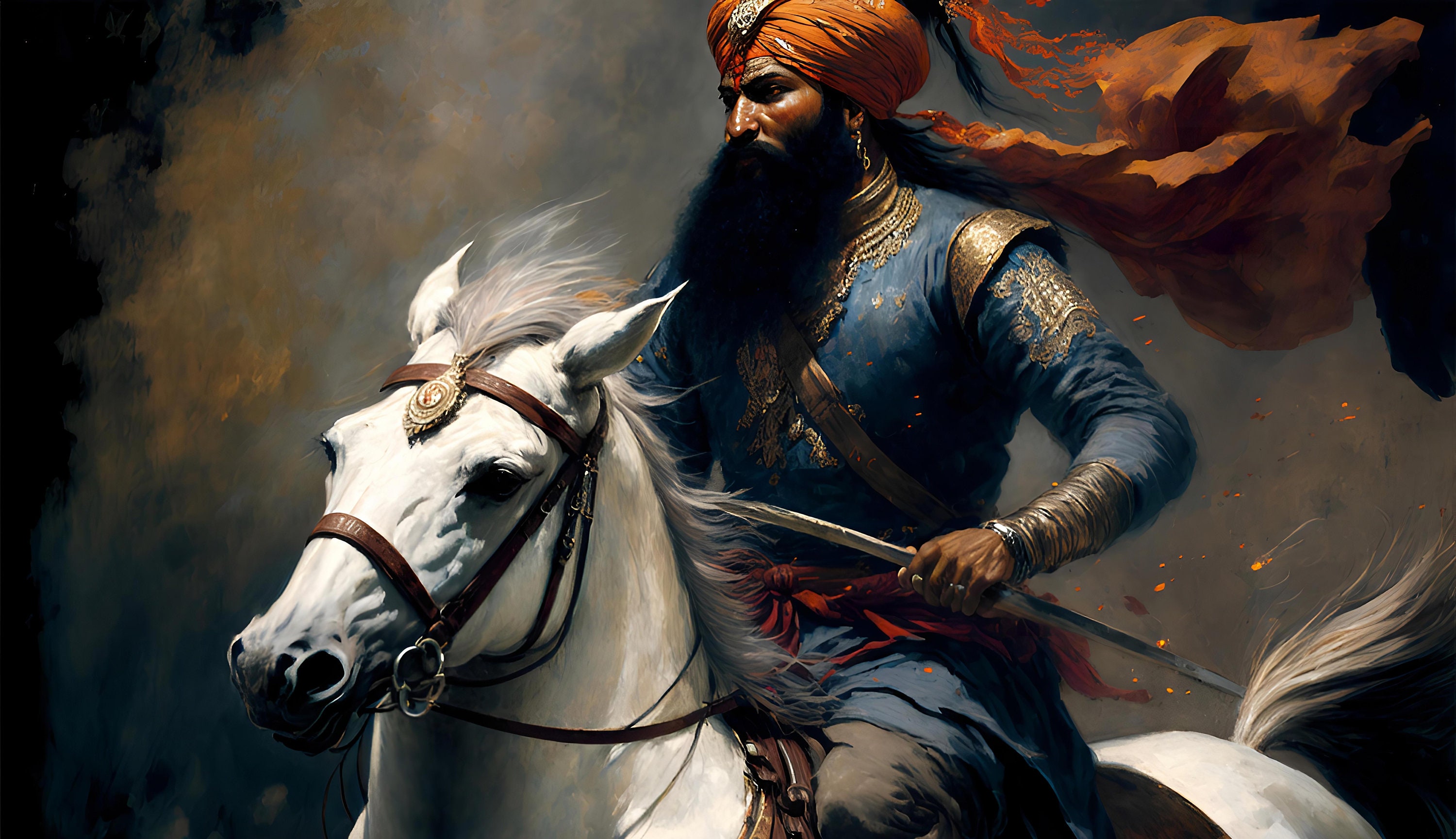 A Moment of Valor: an Oil Painting of a Sikh Warrior - Sikh Art Digital ...