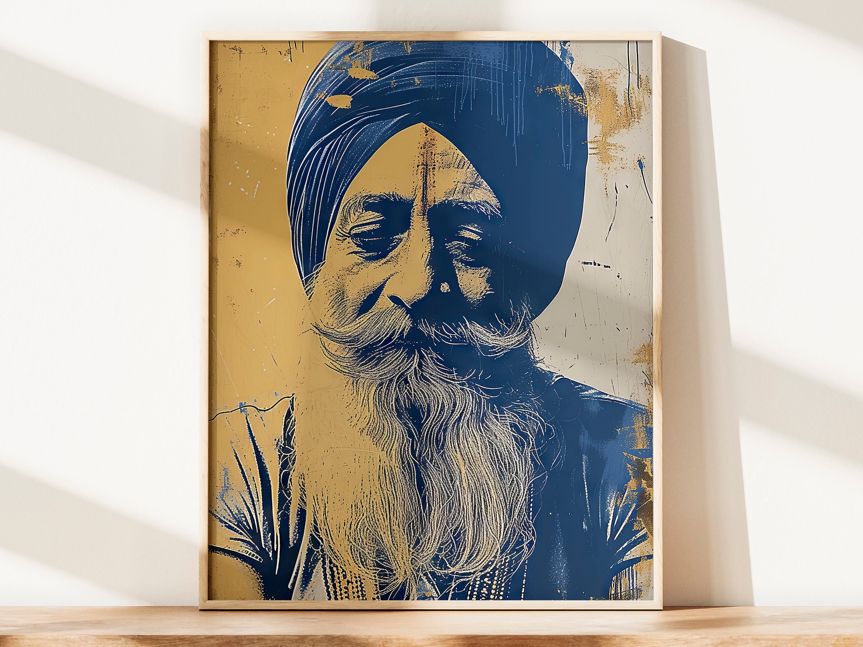 Sikh Guru Print Poster Sikh Wallpaper Oil Painting Sikh Wall Art Sikh ...