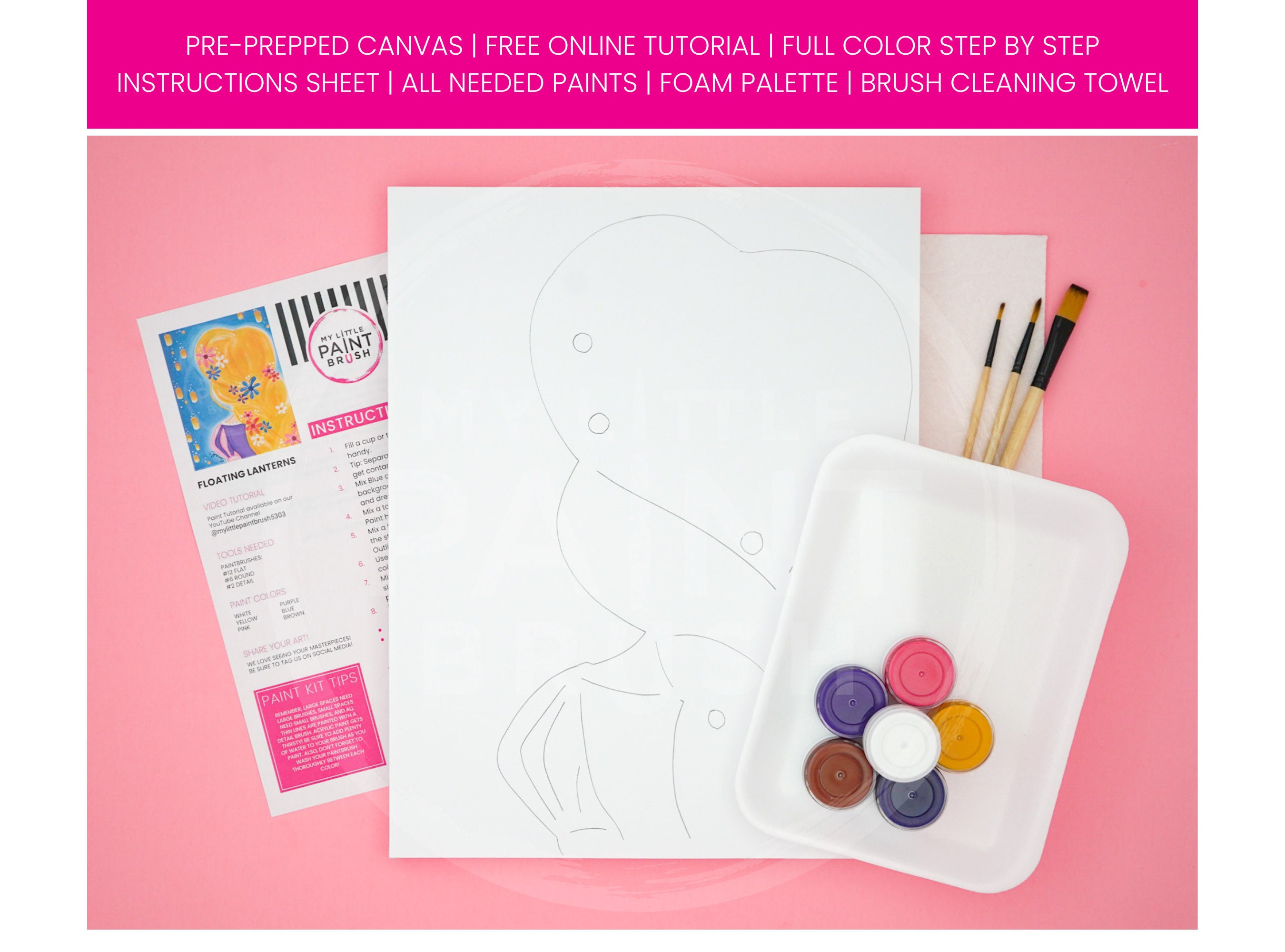 All Inclusive Princess Paint Kit for Girls Rapunzel Canvas Paint Kit ...