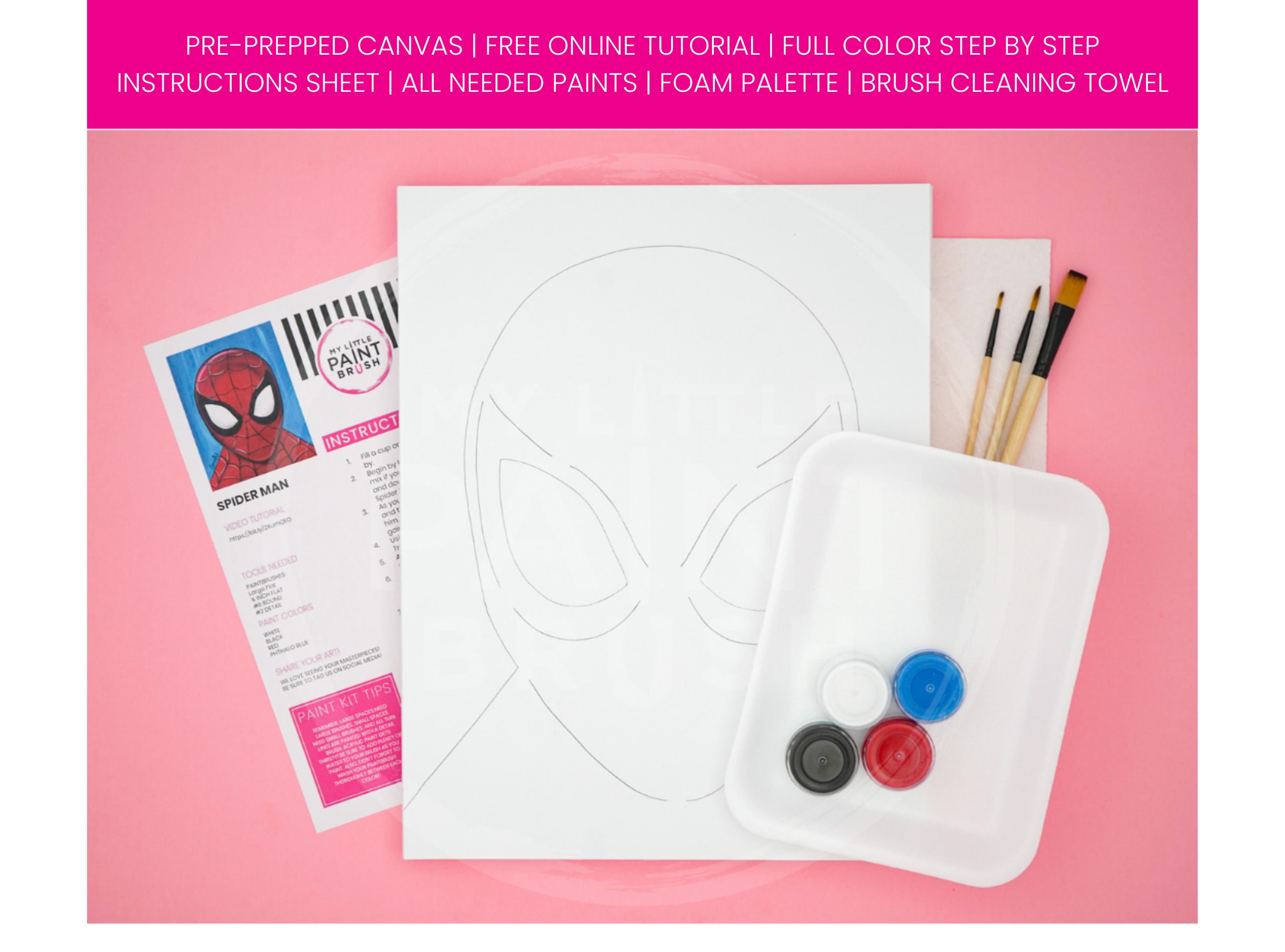 All Inclusive Spiderman Canvas Paint Kit for Boys | Spiderman Paint ...