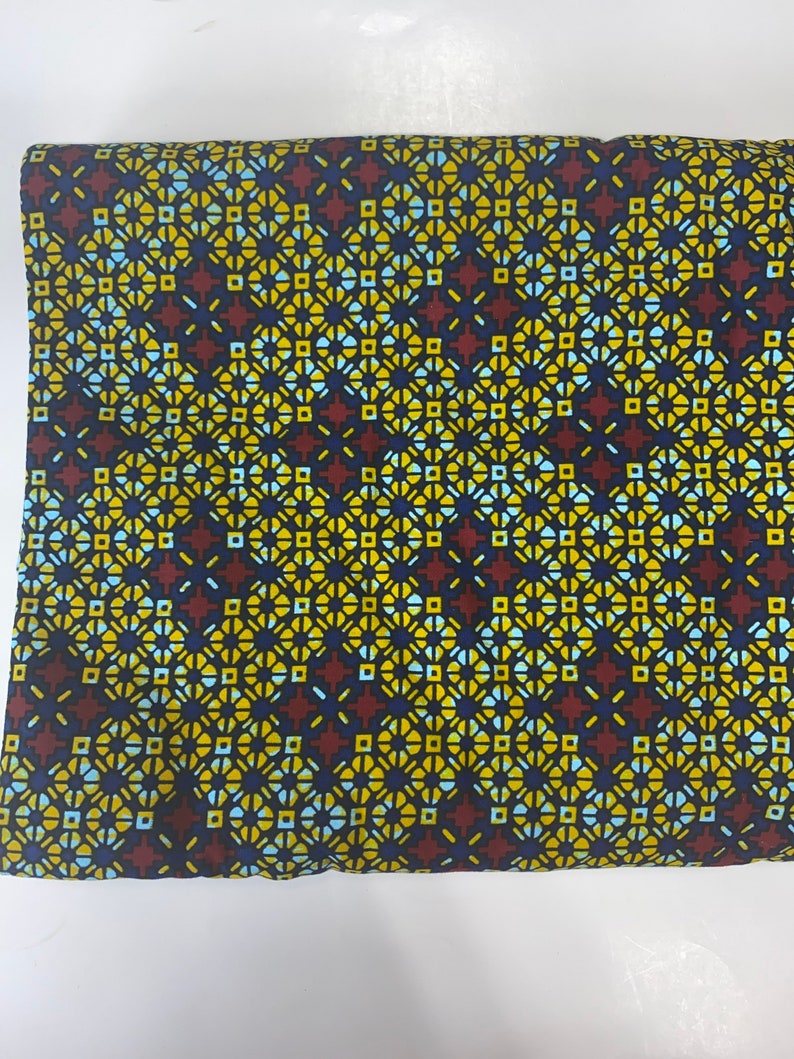 6 Yards Yellow and Green Pattern Fabric L Authentic African Fabric 100% ...