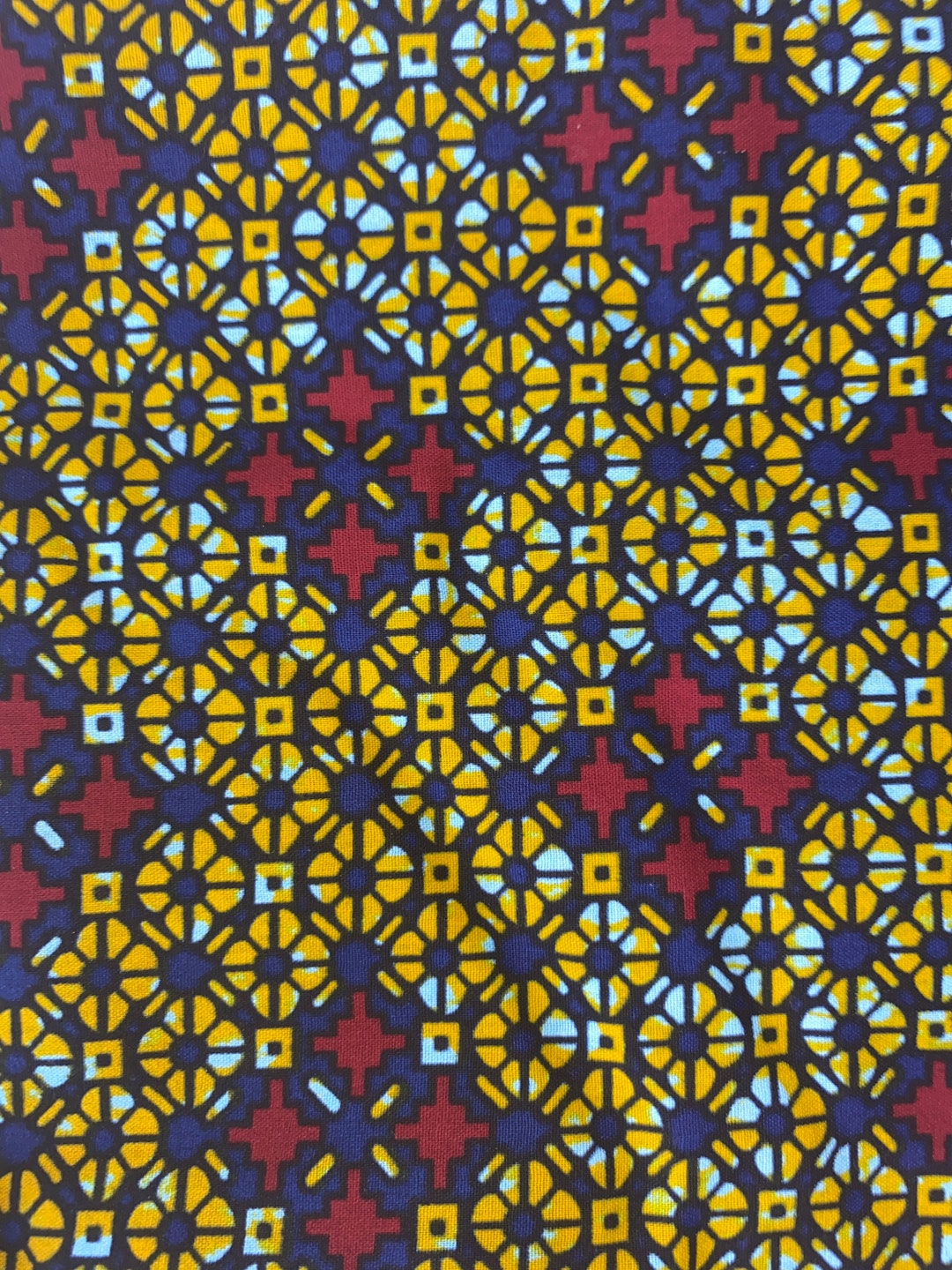 6 Yards Yellow and Green Pattern Fabric L Authentic African Fabric 100% ...