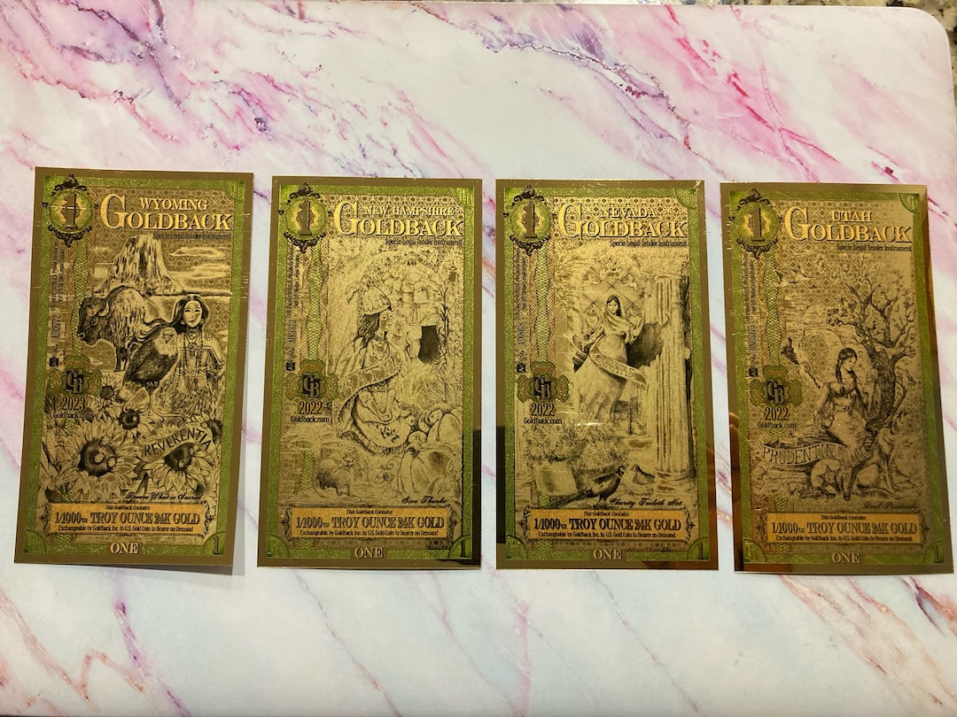 24K Gold Wyoming, New Hampshire, Nevada, and Utah Goldbacks - Etsy