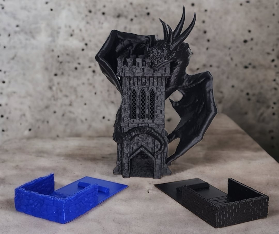 Wyvern 3D Printed Dice Tower by Fates End - Fits Normal 20mm D&D Dice ...