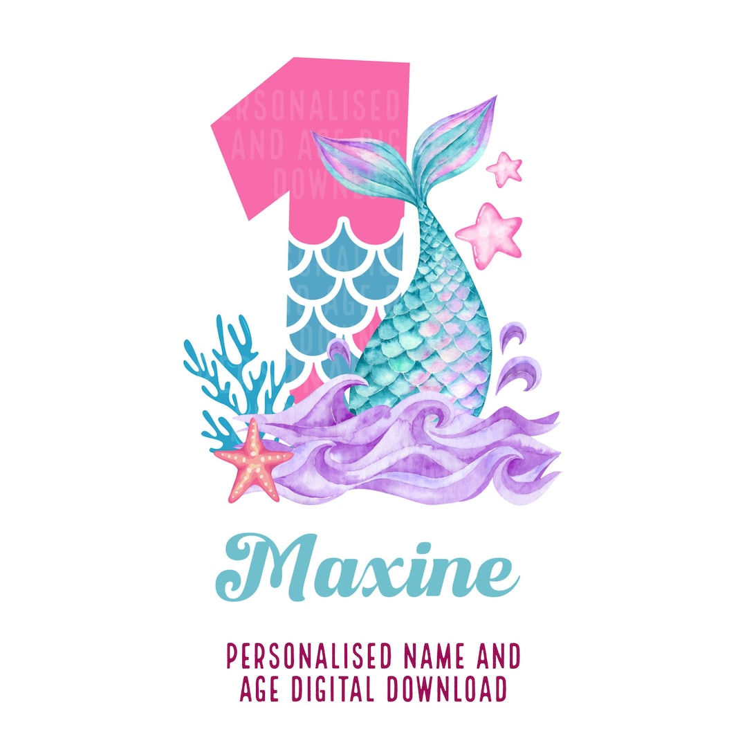 Personalized Birthday Mermaid Digital Design Png Svg, Custom Mermaid ...