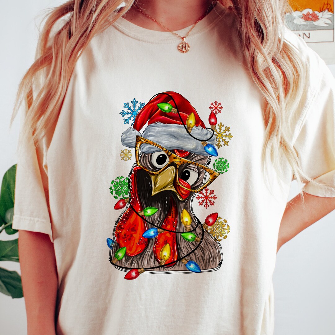 Santa Chicken Christmas Shirt, Retro Santa T Shirt, Chook Santa Shirt ...