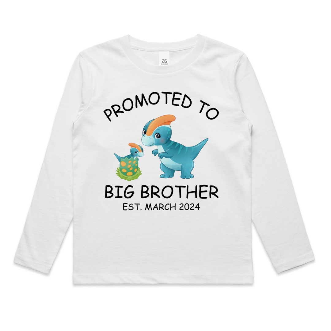 Personalised Big Brother Dinosaur Long Sleeves Tee, Promoted to Big ...