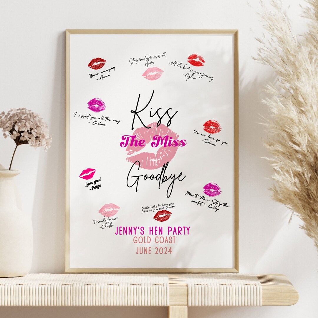 Kiss the Miss Goodbye, Hens Night Games, Hens Party Supplies ...