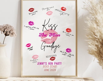 Kiss the Miss Goodbye Custom Hens Party Game Hens Night Supplies ...