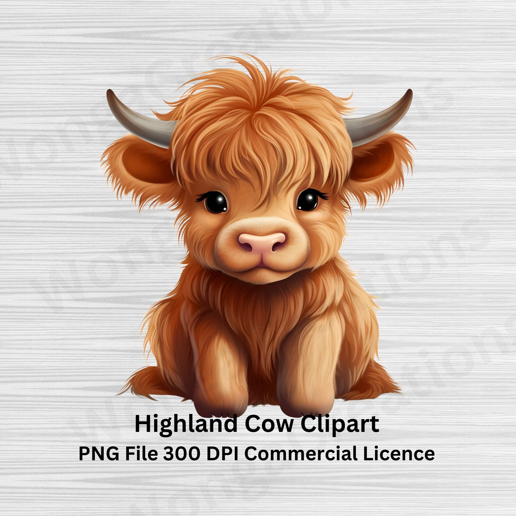 Cute Highland Cow watercolour Clipart Baby Cow PNG Sublimation Digital ...