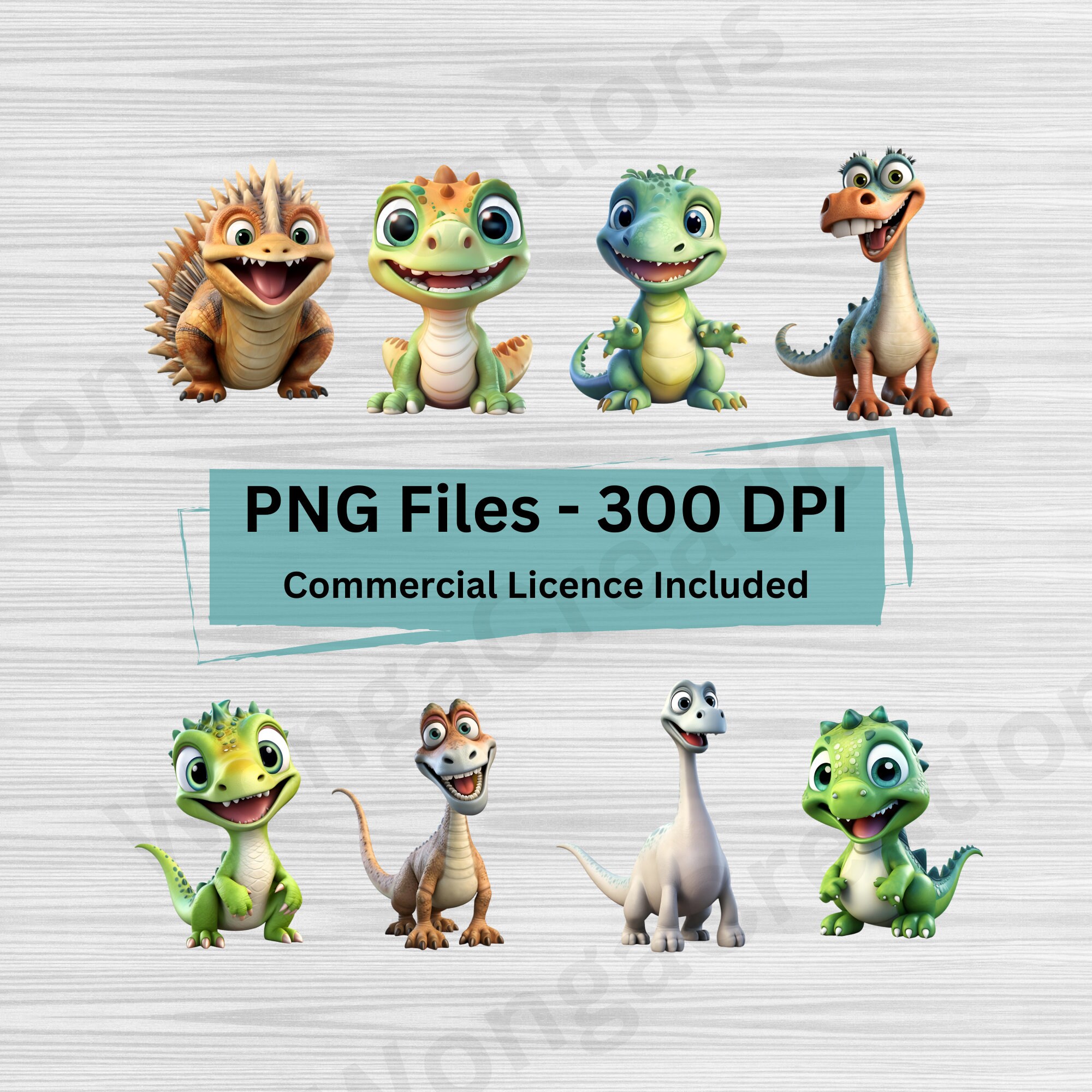 Dinosaurs Cute Dinosaur Set PNG Nursery Wall Art Clip Art Stickers ...