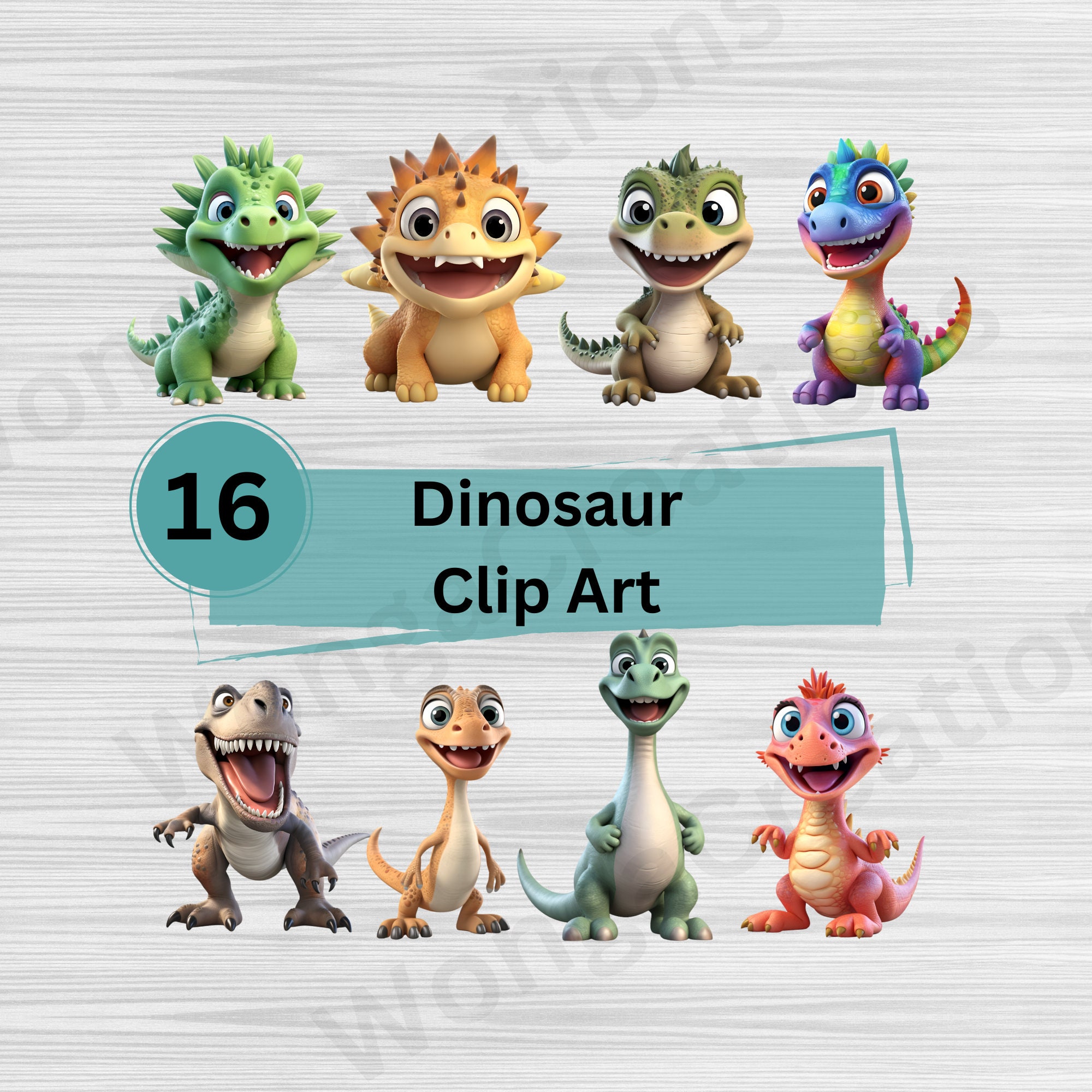 Dinosaurs Cute Dinosaur Set PNG Nursery Wall Art Clip Art Stickers ...