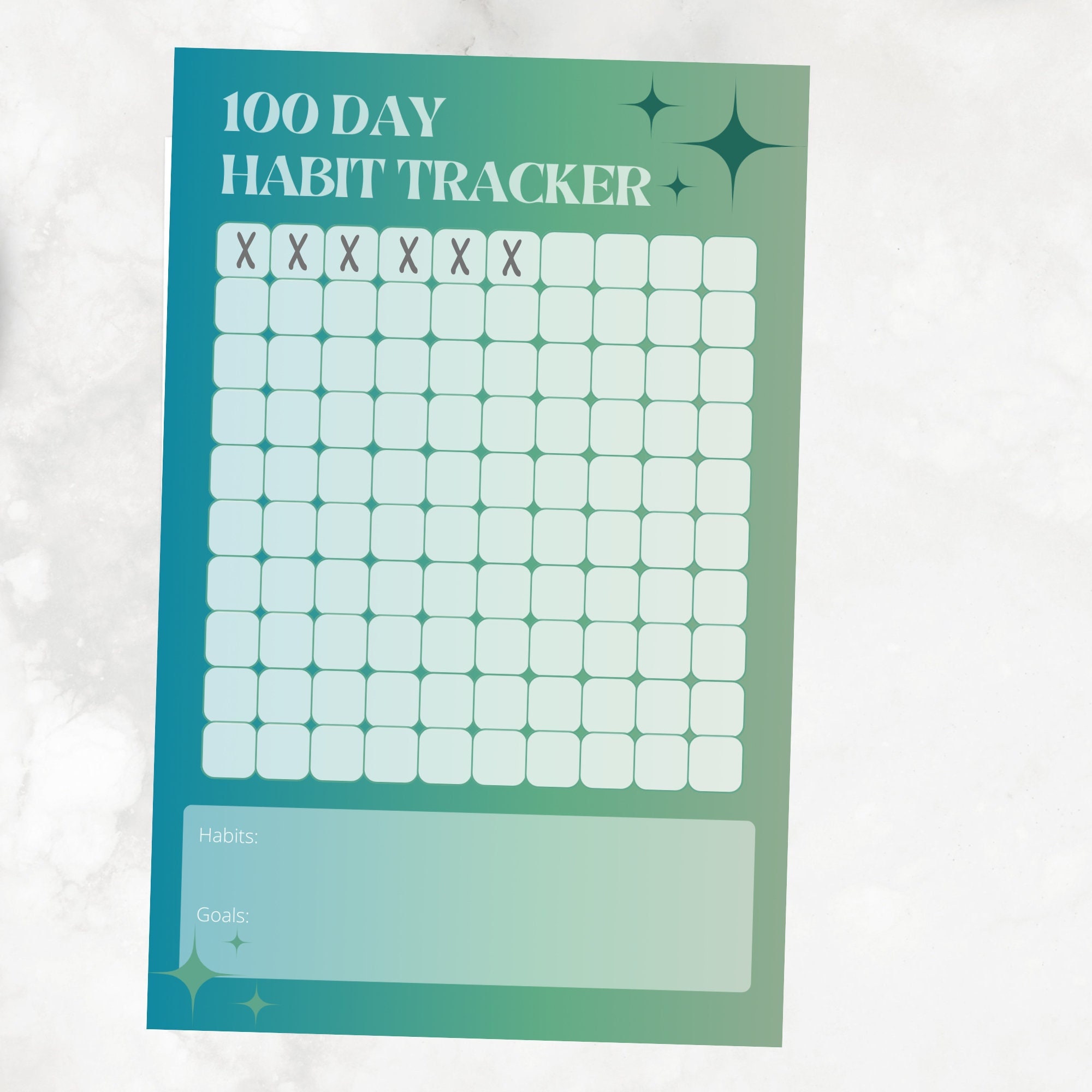 100 Day Habit Tracker | Downloadable PDF - Etsy