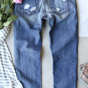 Leopard Patch Distressed Straight Leg Jeans Cute Jeans - Etsy