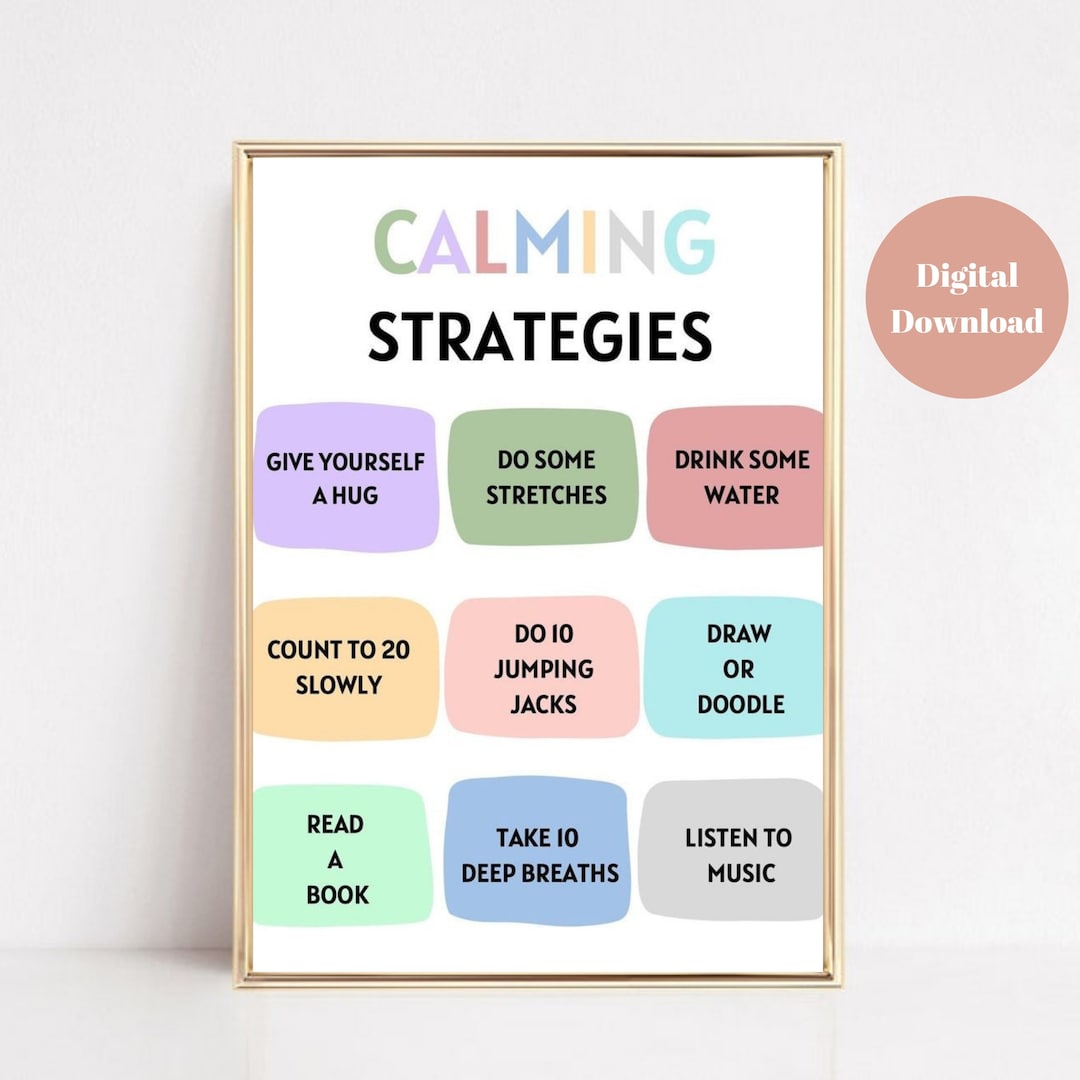 Calming Corner Strategies Poster Chart Therapy Office Decor Print ADHD ...