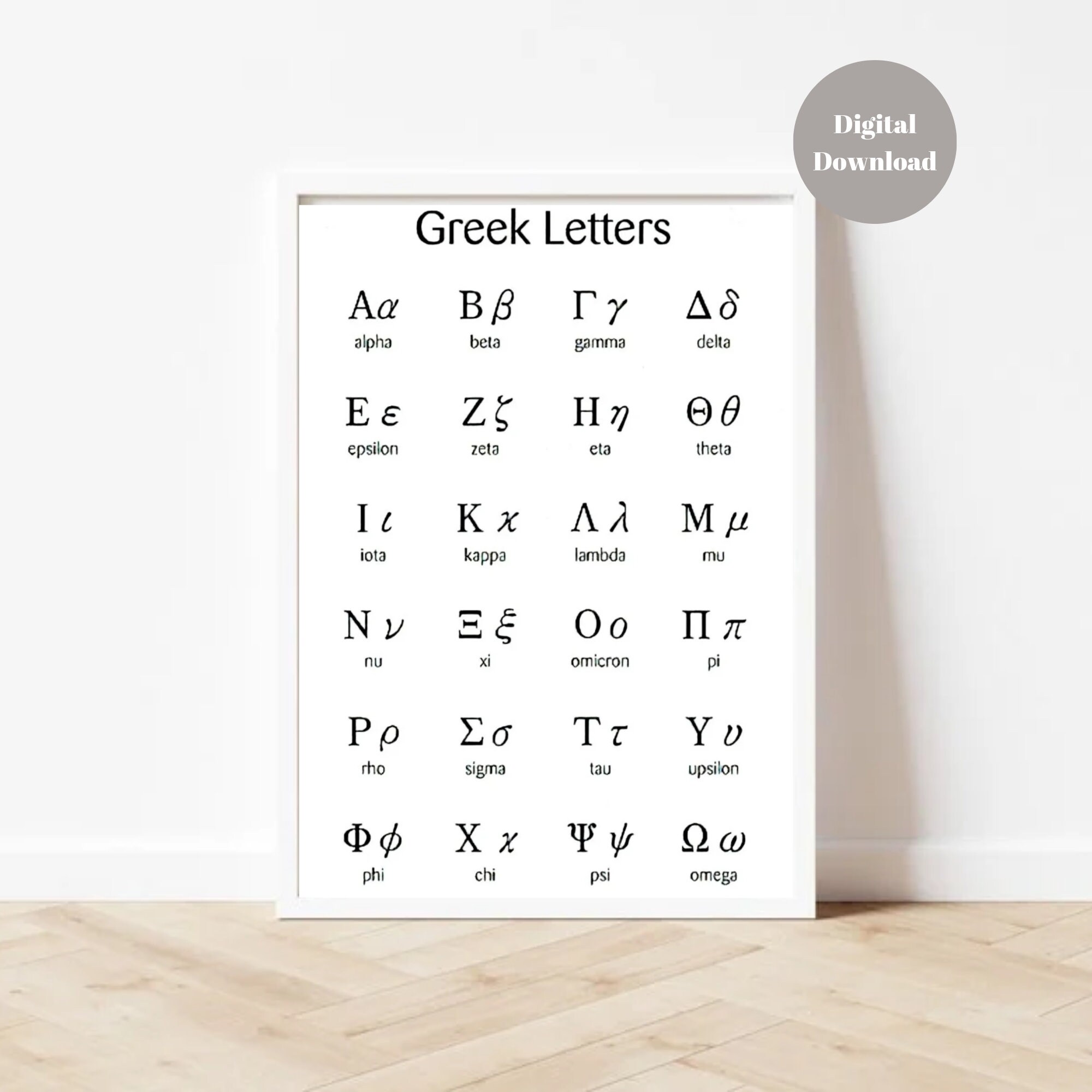 Greek Alphabet Poster, Greek Font Art Print, Educational Poster, Greek ...