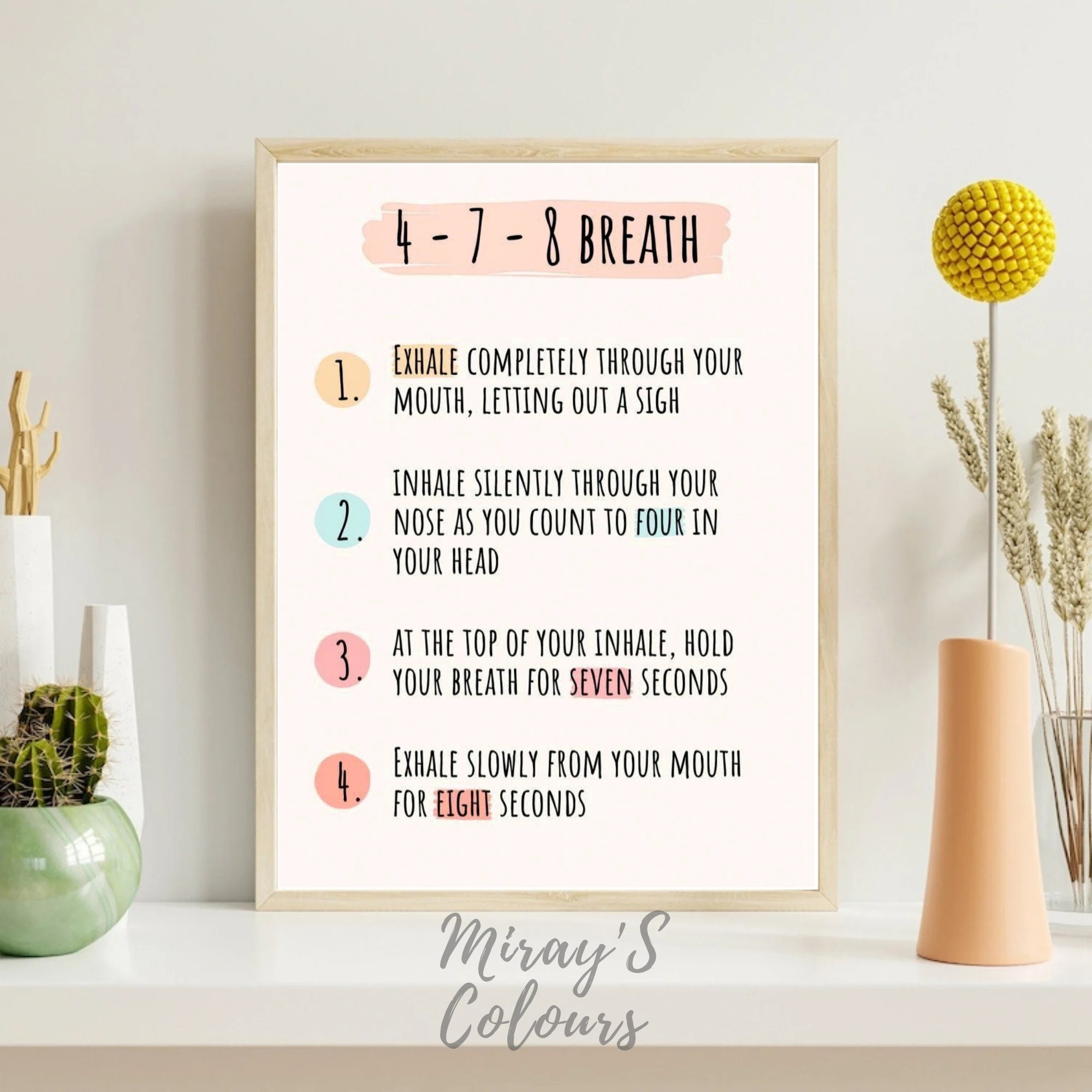 4-7-8 Breathing Technique Poster: Therapy Office Decor (digital ...