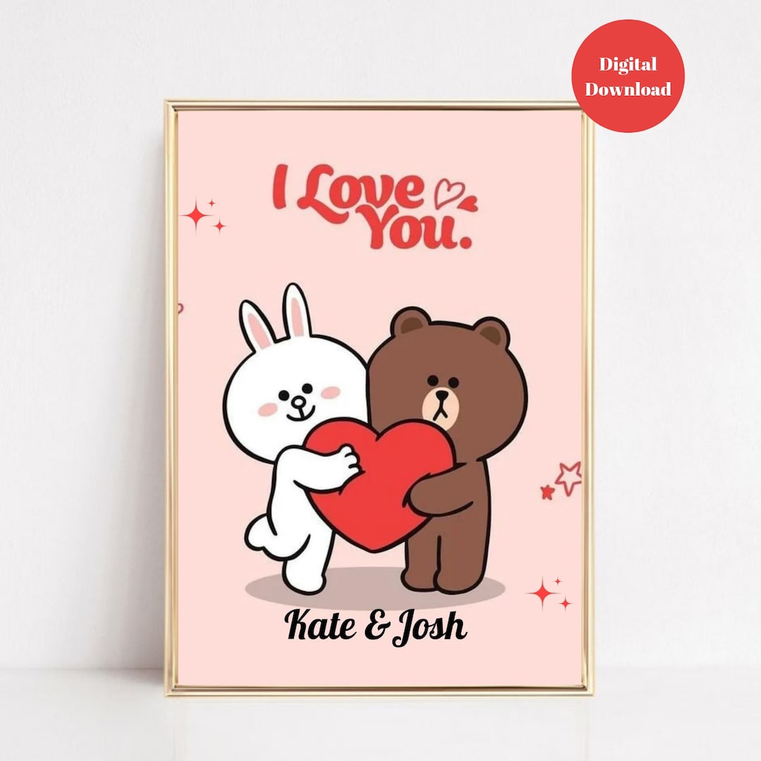Personalised Couple Gift - Bear Bunny Love, Bubu and Dudu, Peach and ...