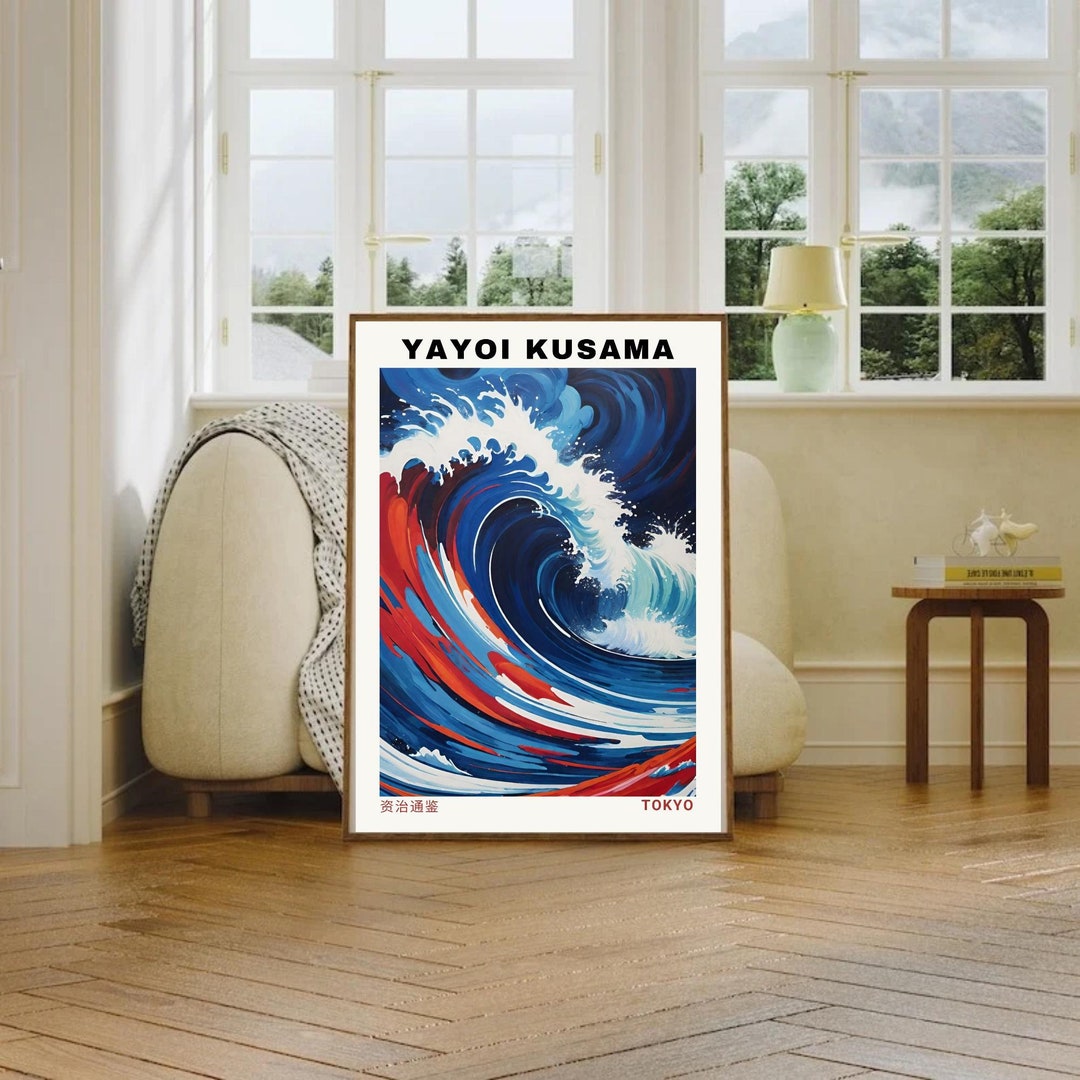 Yayoi Kusama Wave Print: Japandi Art Poster (digital Download) - Etsy