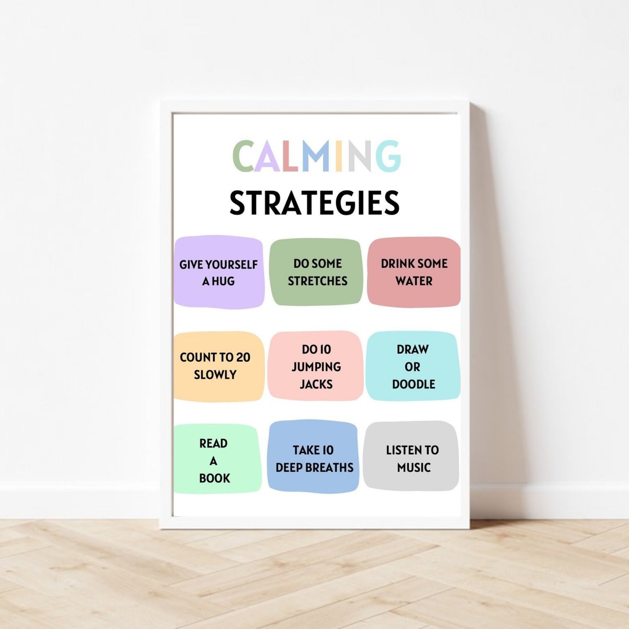Calming Corner Strategies Poster Chart Therapy Office Decor Print ADHD ...