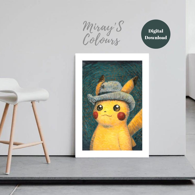 Pikachu Van Gogh Print, Pikachu Artwork, Pikachu İllustrator, Pokemon ...