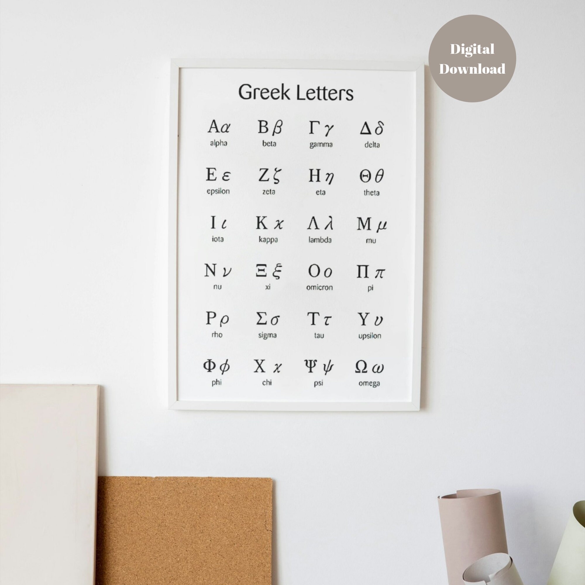 Greek Alphabet Poster, Greek Font Art Print, Educational Poster, Greek ...