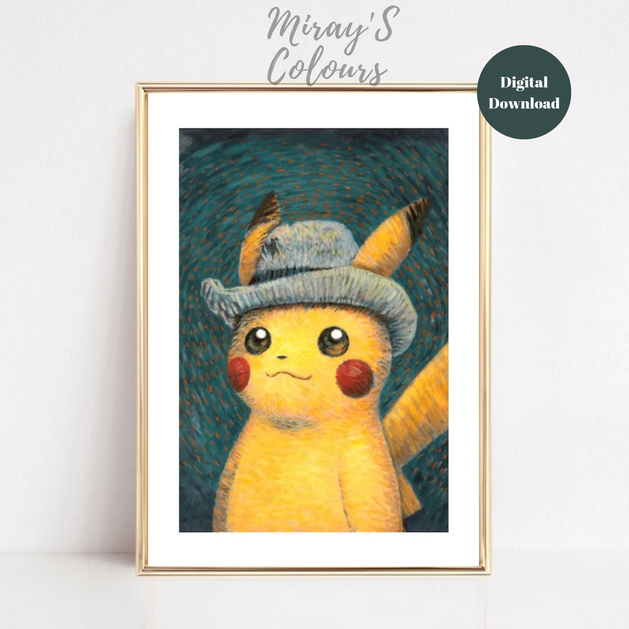 Pikachu Van Gogh Print, Pikachu Artwork, Pikachu İllustrator, Pokemon ...