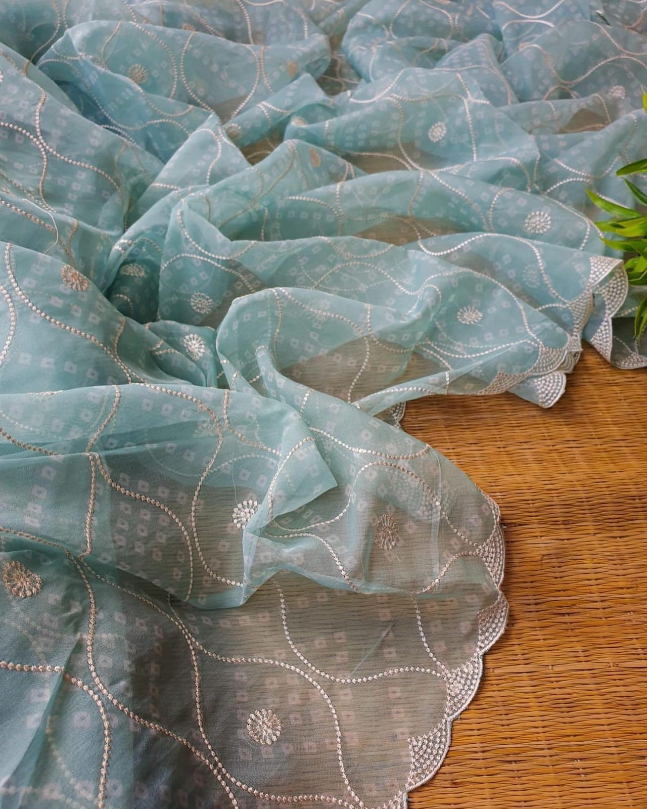 Pure Organza Saree With Bandini Print Nd Fancy Motif of White - Etsy