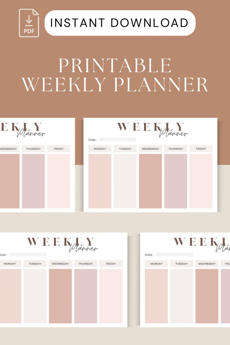Printable Digital Weekly Planner Minimalist - Etsy
