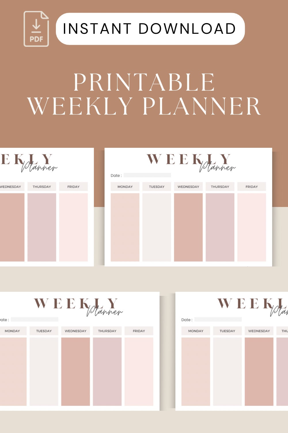 Printable Digital Weekly Planner Minimalist - Etsy