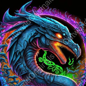 BLACKLIGHT DRAGON Bundle Digital Art Vibrant Color Design Blacklight ...