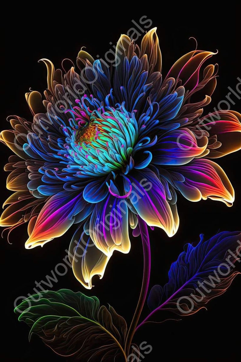 BLACKLIGHT FLOWERS Bundle Digital Floral Vibrant Color Design ...