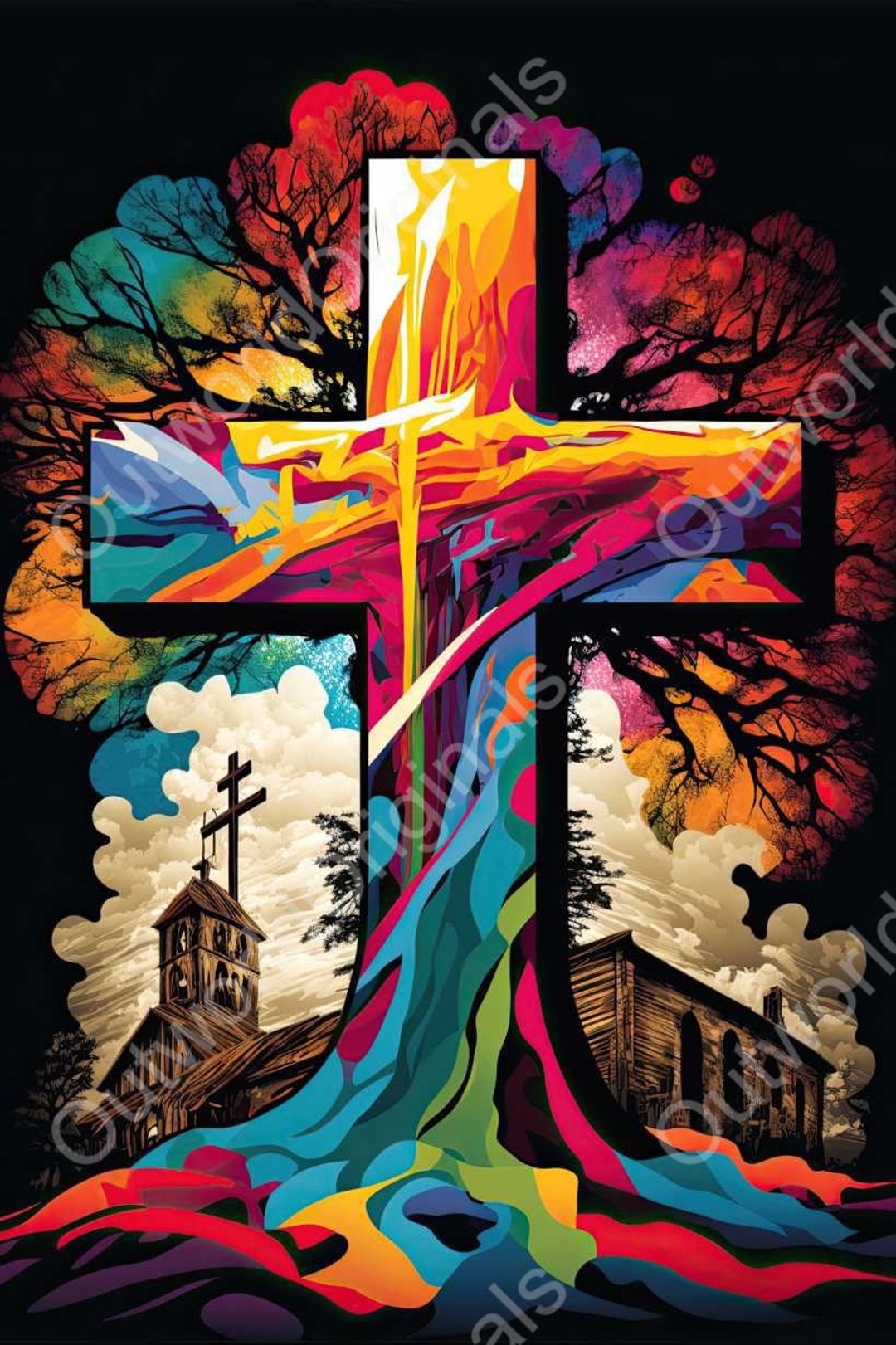 Colorful Cross Painting
