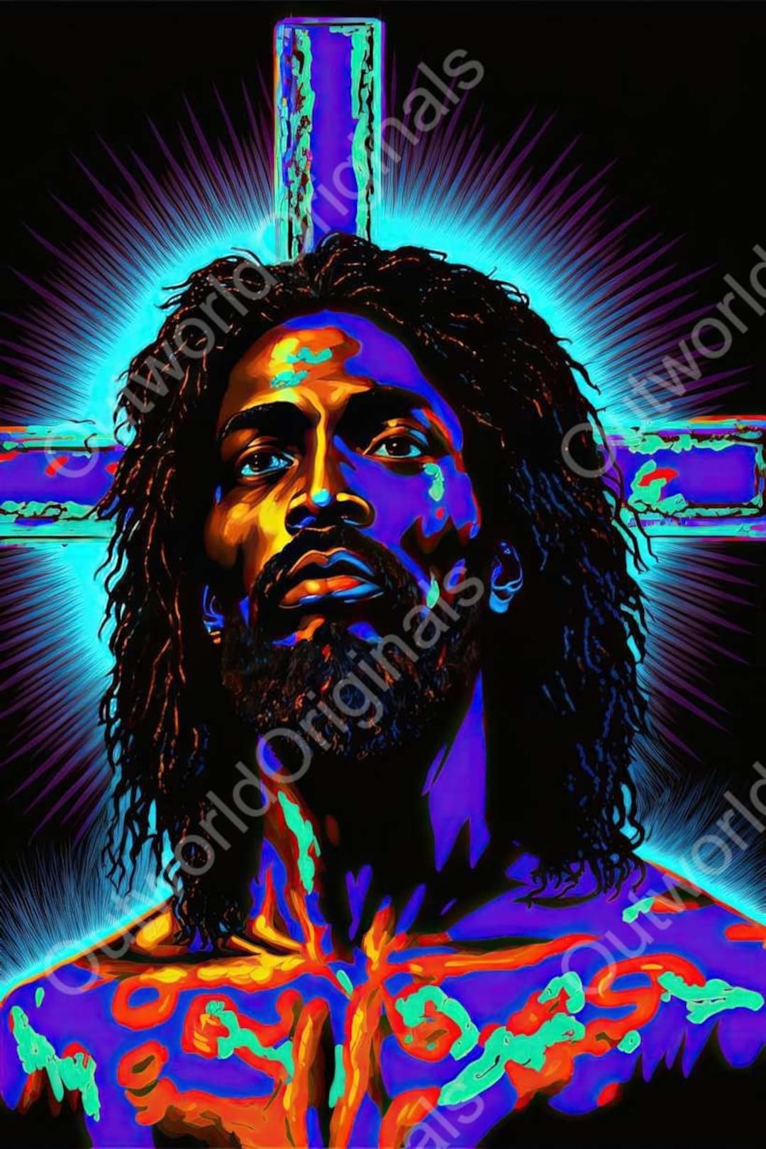 BLACK JESUS ART Unique Digital Art Digital Print God Christian ...