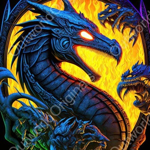 BLACKLIGHT DRAGON Bundle Digital Art Vibrant Color Design Blacklight ...