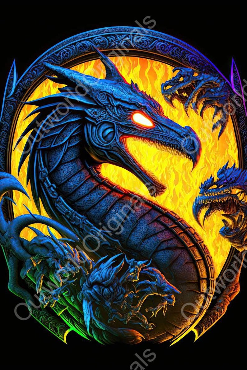 BLACKLIGHT DRAGON Bundle Digital Art Vibrant Color Design Blacklight ...