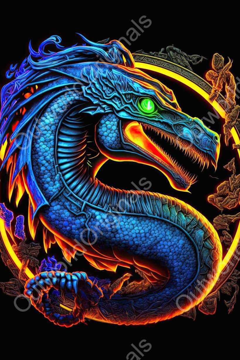 BLACKLIGHT DRAGON Bundle Digital Art Vibrant Color Design Blacklight ...
