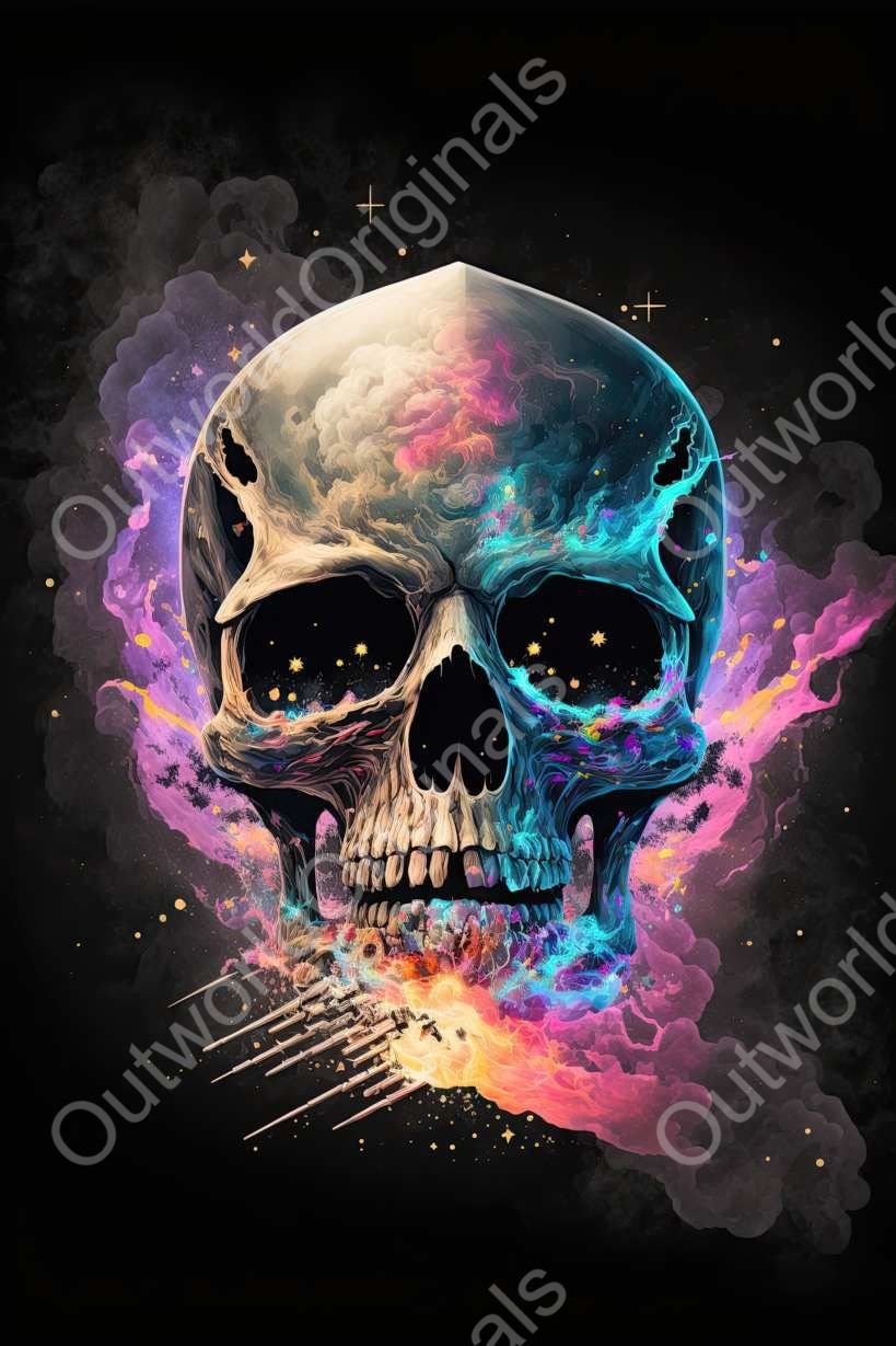 SKULL Printable ART Bundles Digital Vibrant Color Design Print for A ...